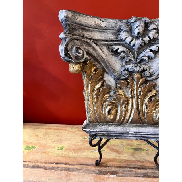 Neoclassical Plaster Corinthian Capital Wall Relief on the Metal Base ...