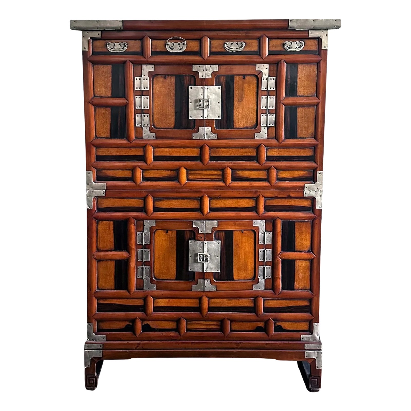 Korean Two-Level Stacking Chests with Mirrored Persimmon Wood Panels ...