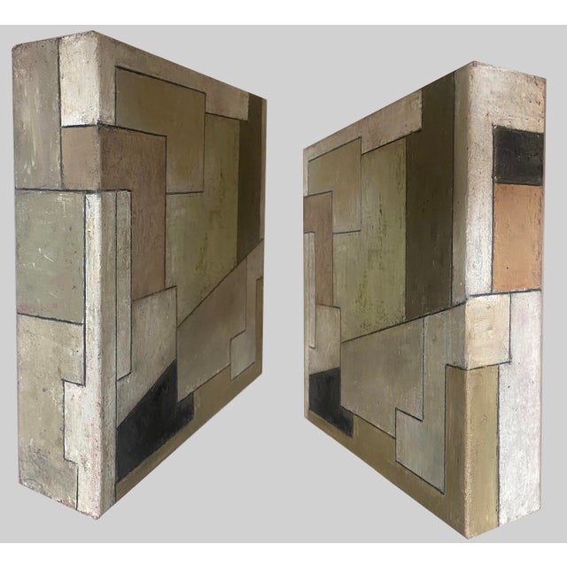 Contemporary Geometric Abstract Oil Painting Small Square Study by ...