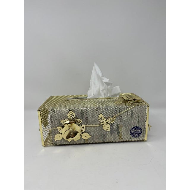 Vintage Mid-Century Gold-Tone Metal Facial Tissue Box Cover With ...