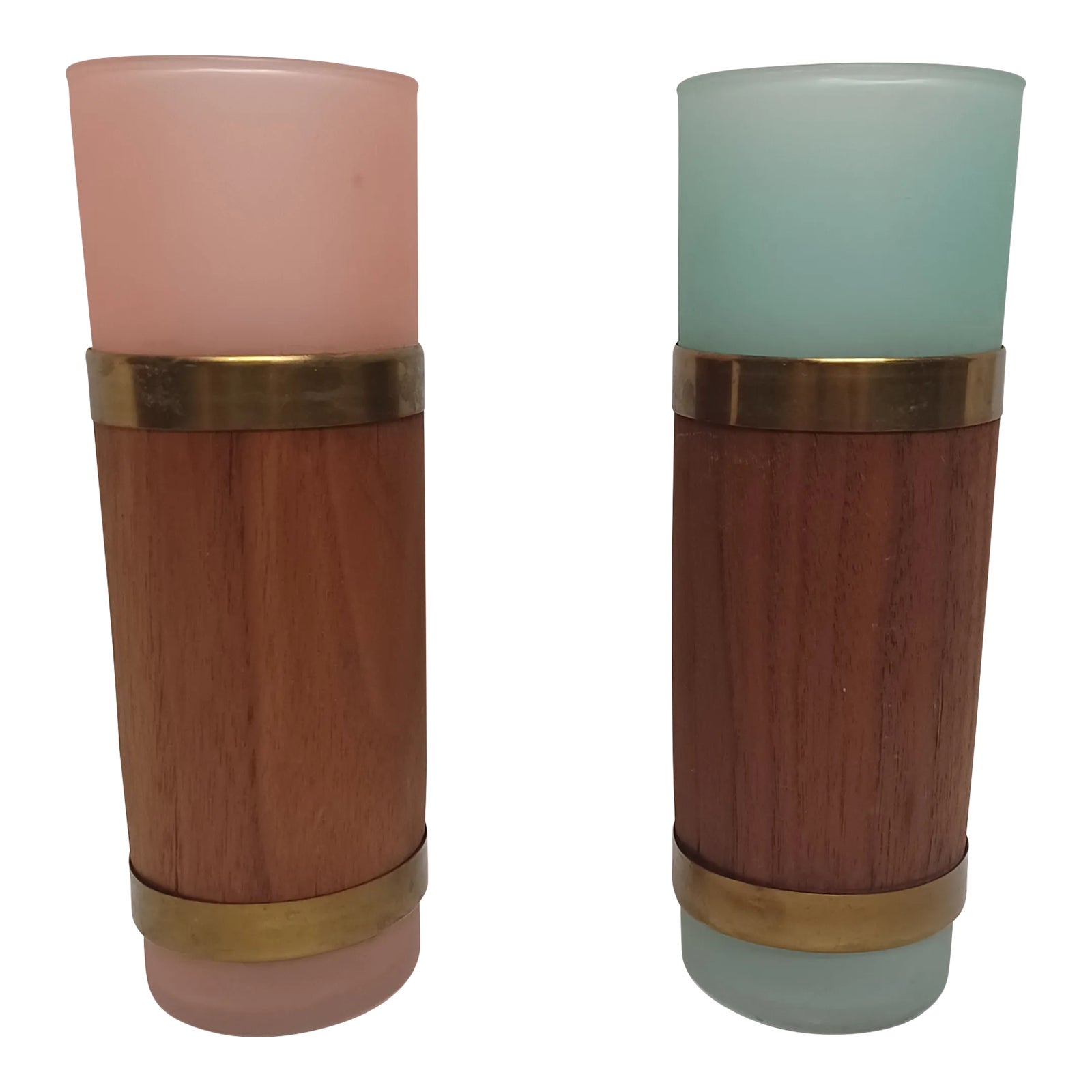 Vintage Siesta Ware Walnut & Brass Accented Glasses - a Pair | Chairish