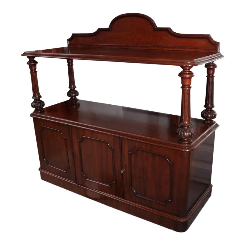 English Serving Console or Sideboard of Mahogany with Turned Supports ...