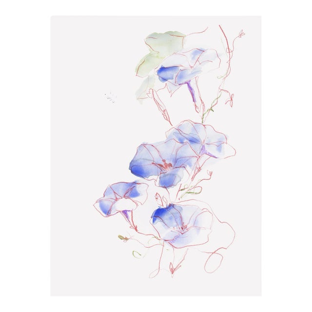 "Five Blue Flowers" Original Watercolor Painting by Yuki Osada | Chairish