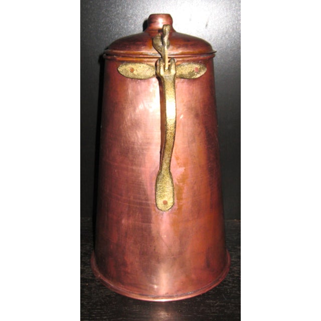 Rustic Vintage Copper Pitcher With Brass Hinged Lid and Handle, Made in ...