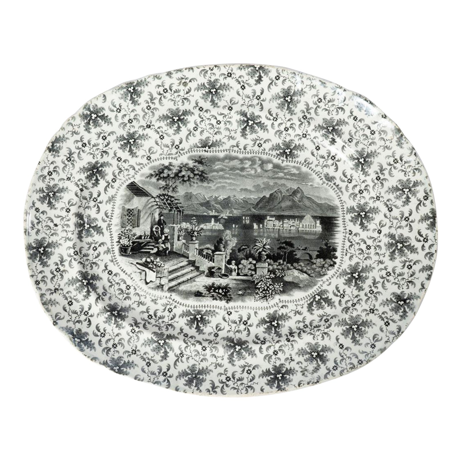 1830's Machin and Potts Continental Views Black Transferware Platter ...