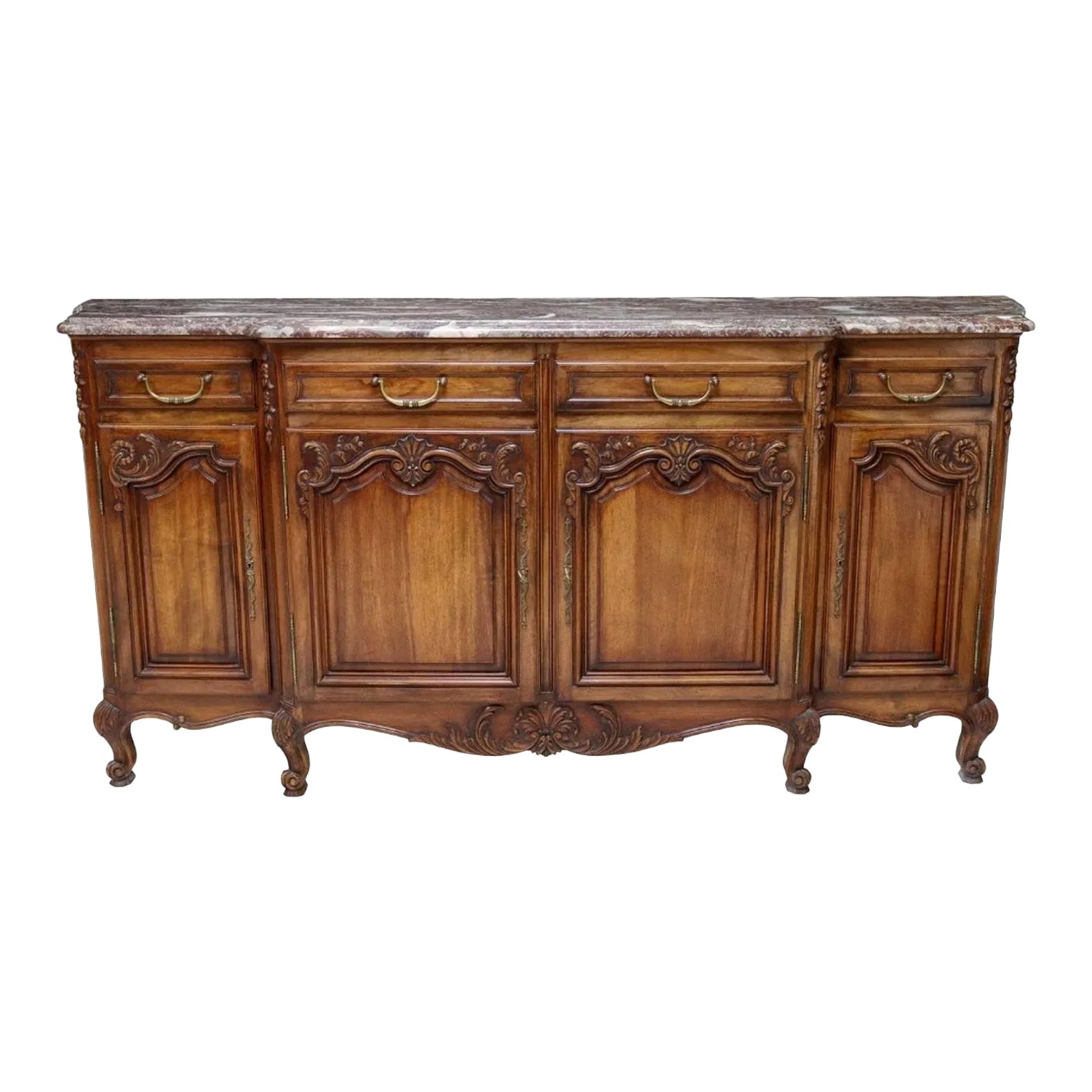 French Provincial Louis XV Grand Regence Style Breakfront Sideboard ...