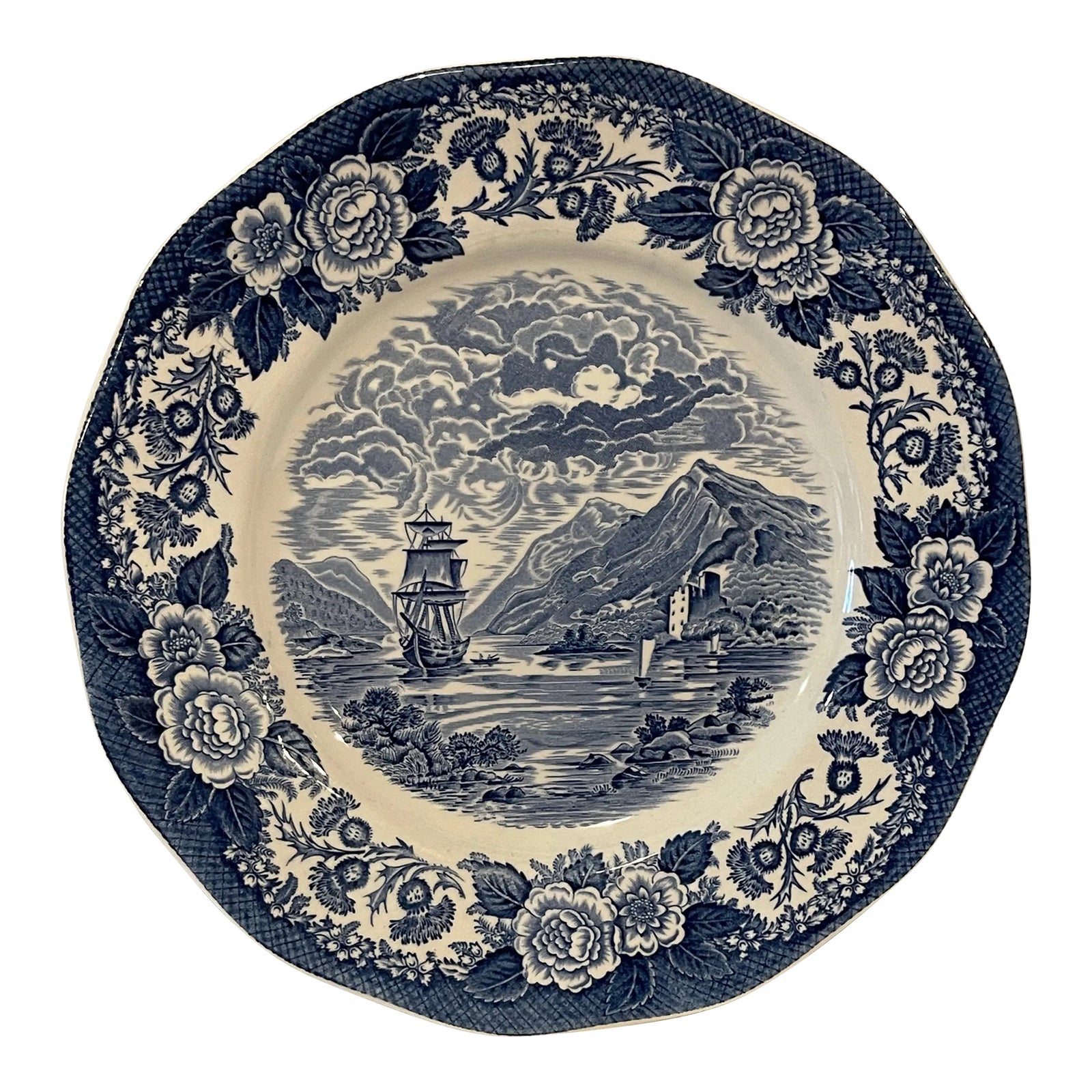 Scottish Loch Plate Blue and White | Chairish