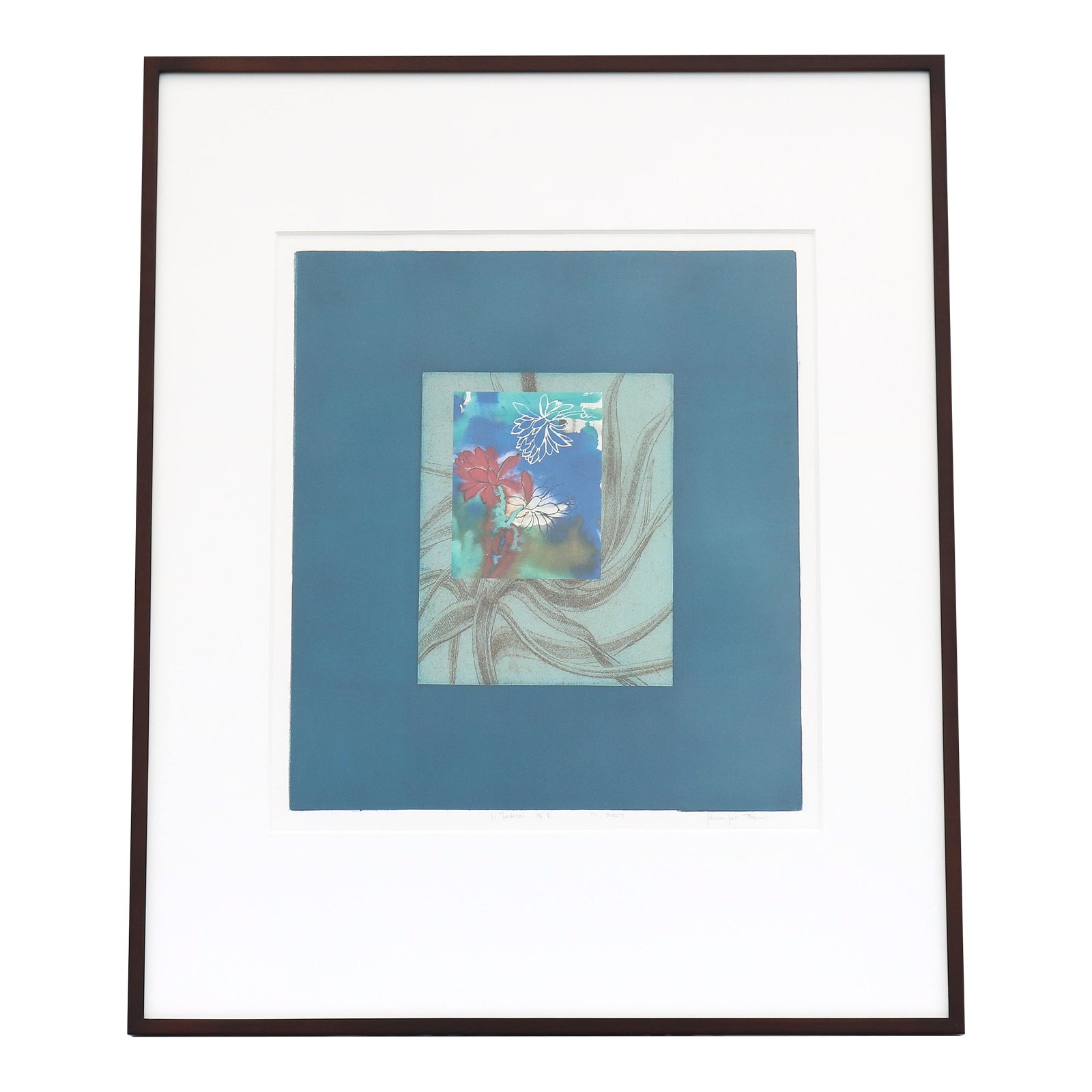 Jennifer Bain Botanical Abstract Monotype Painting One-of-a-Kind ...