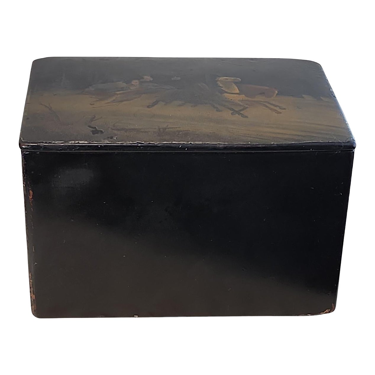 Mid 1800s Vishnyakov Lacquer Tea Caddy with Romanov Seal | Chairish