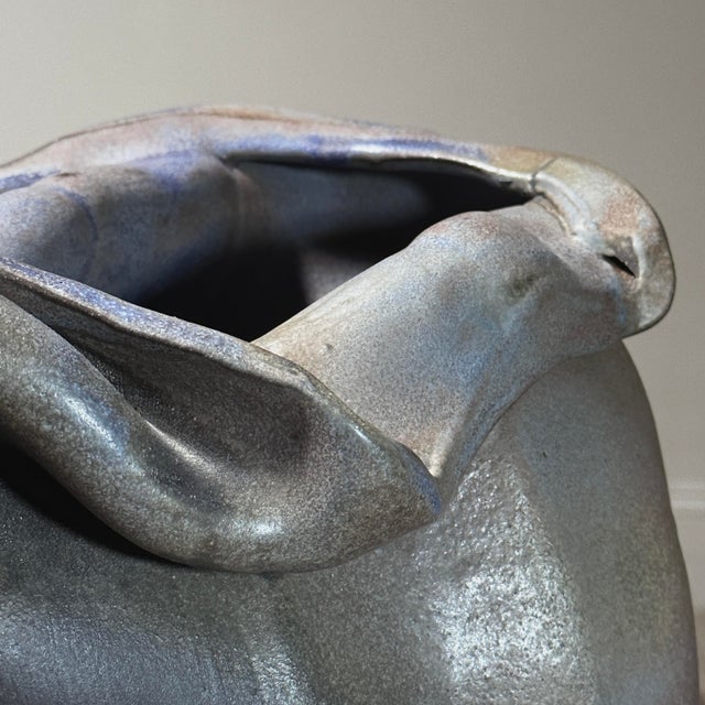 Vintage George Ohr Style Abstract Expressionist Raku Drip Glazed Vase ...