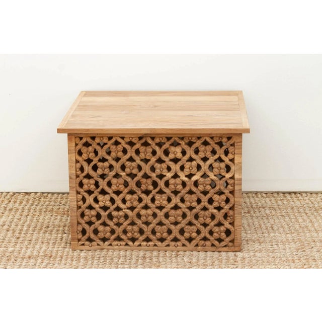 Small Mid-Century Style Floral Jali Coffee Table | Chairish