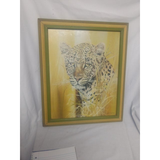 Phil Prentice Leopard Painting in Gold Frame | Chairish