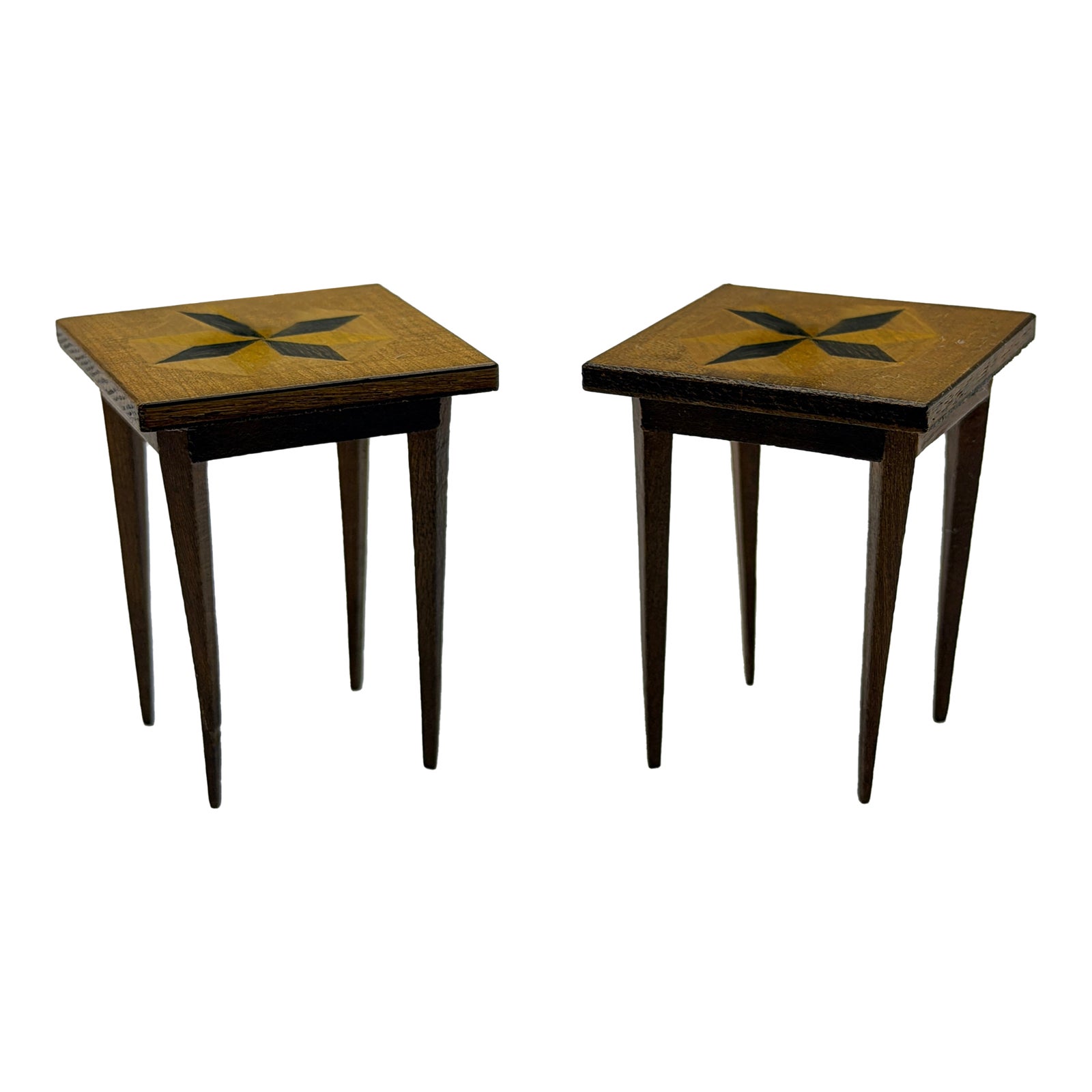 Vintage Shackman 1:12 Miniature Side Tables Pair With Hand-Blown Glass ...