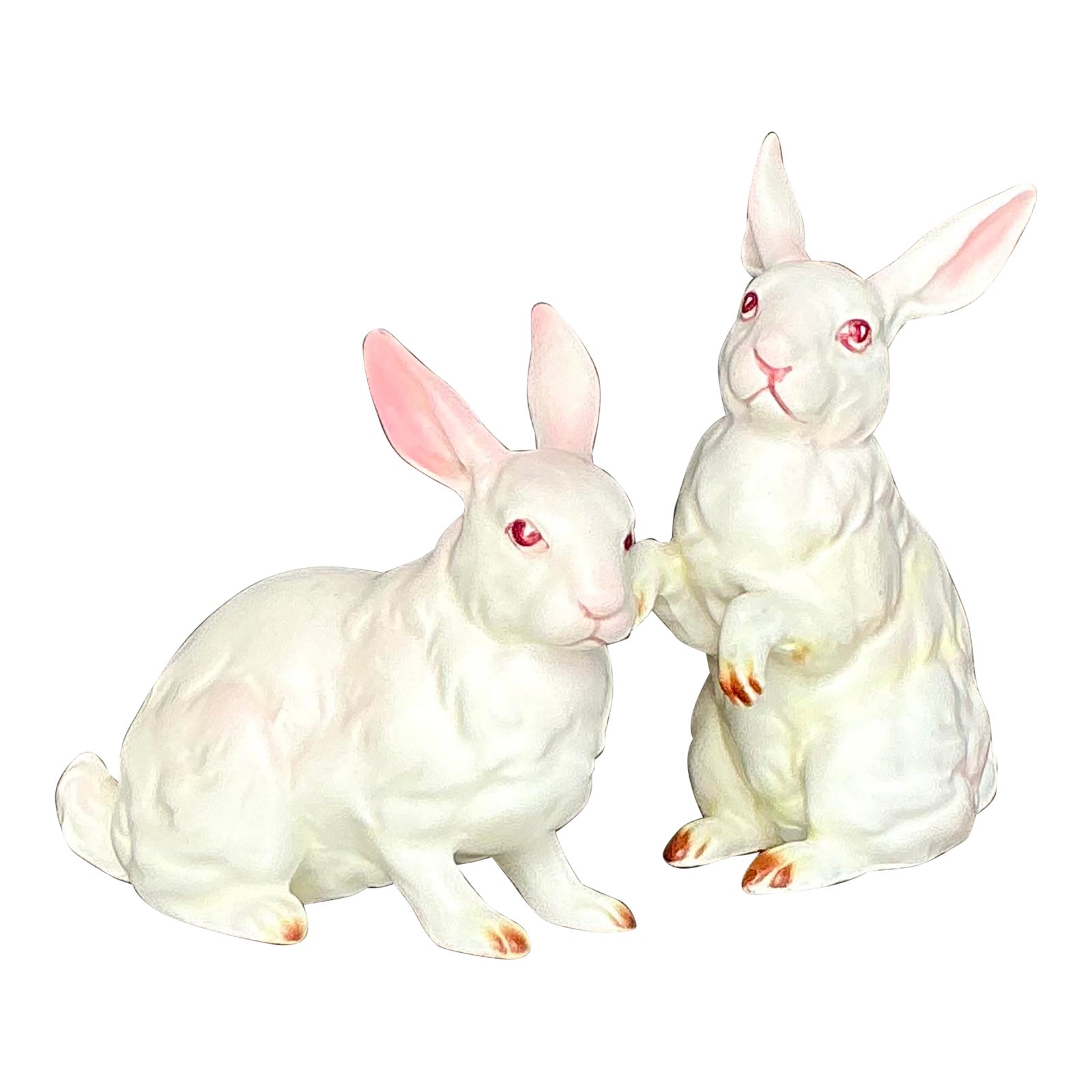 Vintage Regency Lefton Ceramic Rabbits - Set of 2 | Chairish