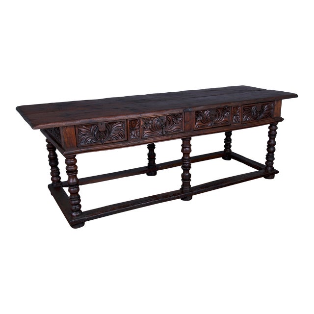 17th Century French Renaissance Louis XIII Walnut Table | Chairish