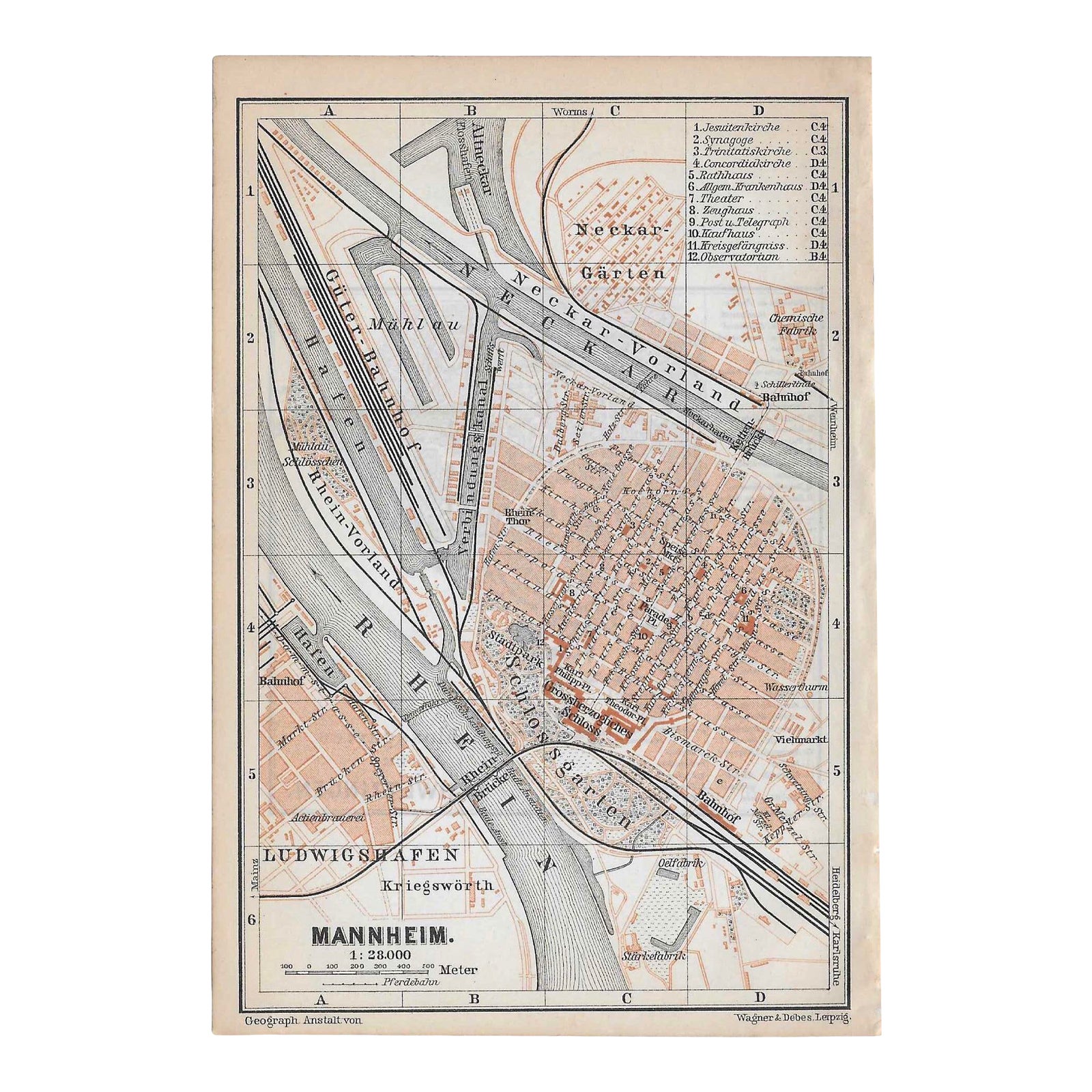 1880 Street Map of Mannheim Germany | Chairish