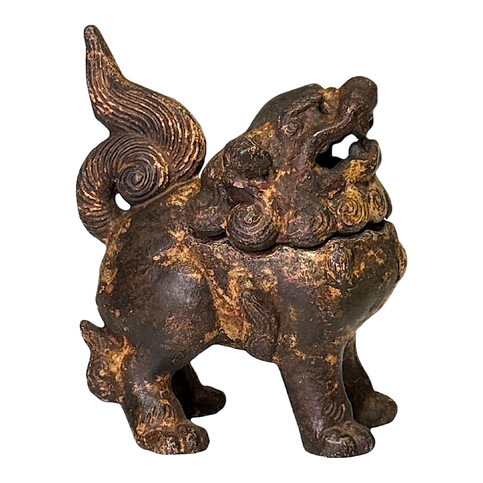Antique Japanese Meiji Period Cast Iron Foo Lion Censer, Incense Burner ...