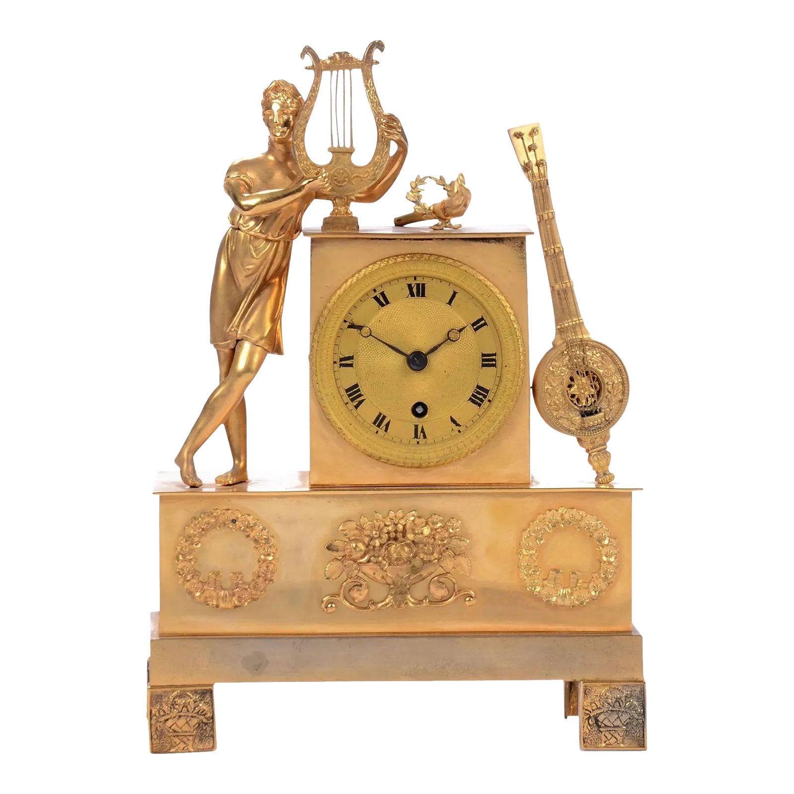 1820's French Pons A St. Nicholas Rouen Gilt Mantel Clock | Chairish