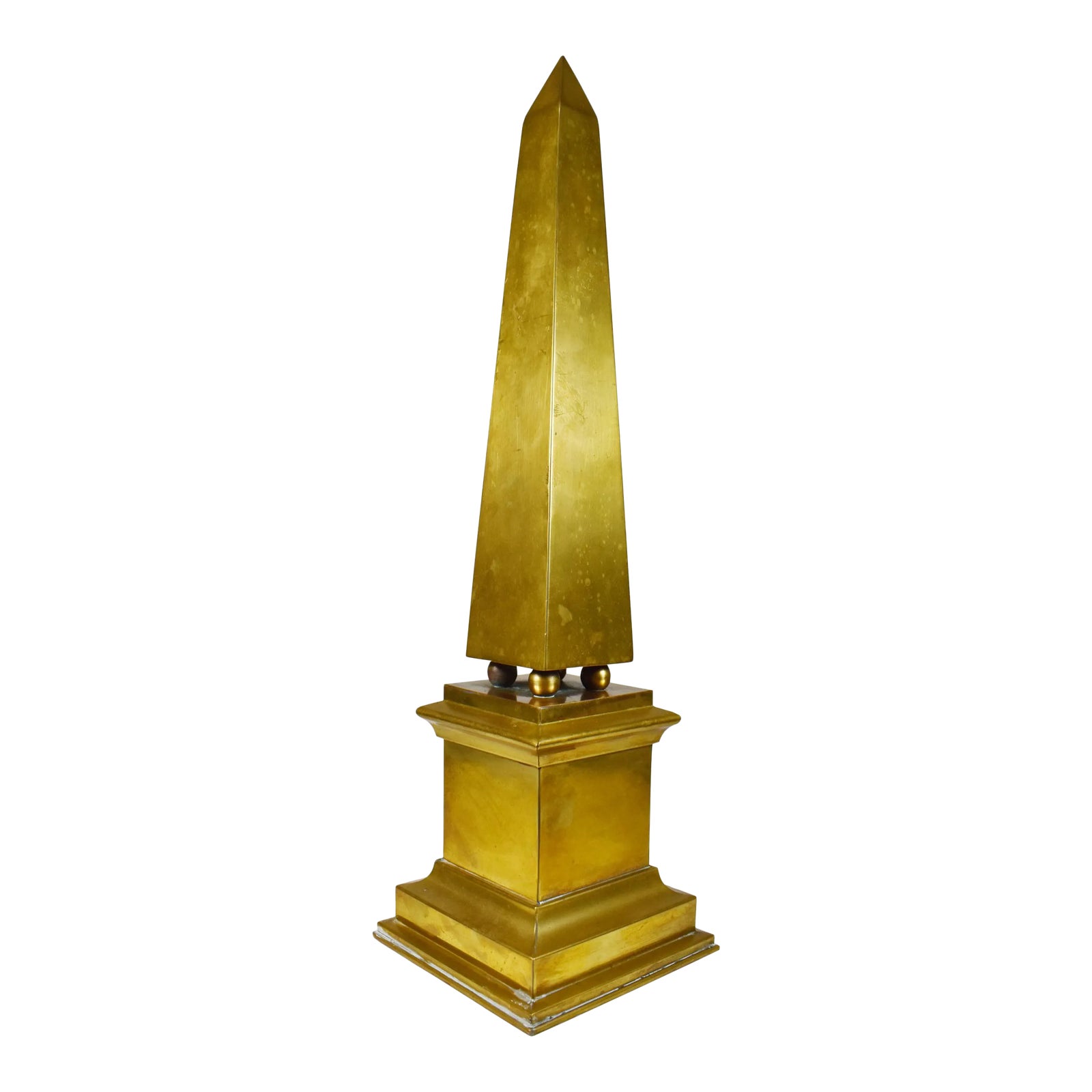 Vintage Hollywood Regency Modern Tall Brass Obelisk | Chairish