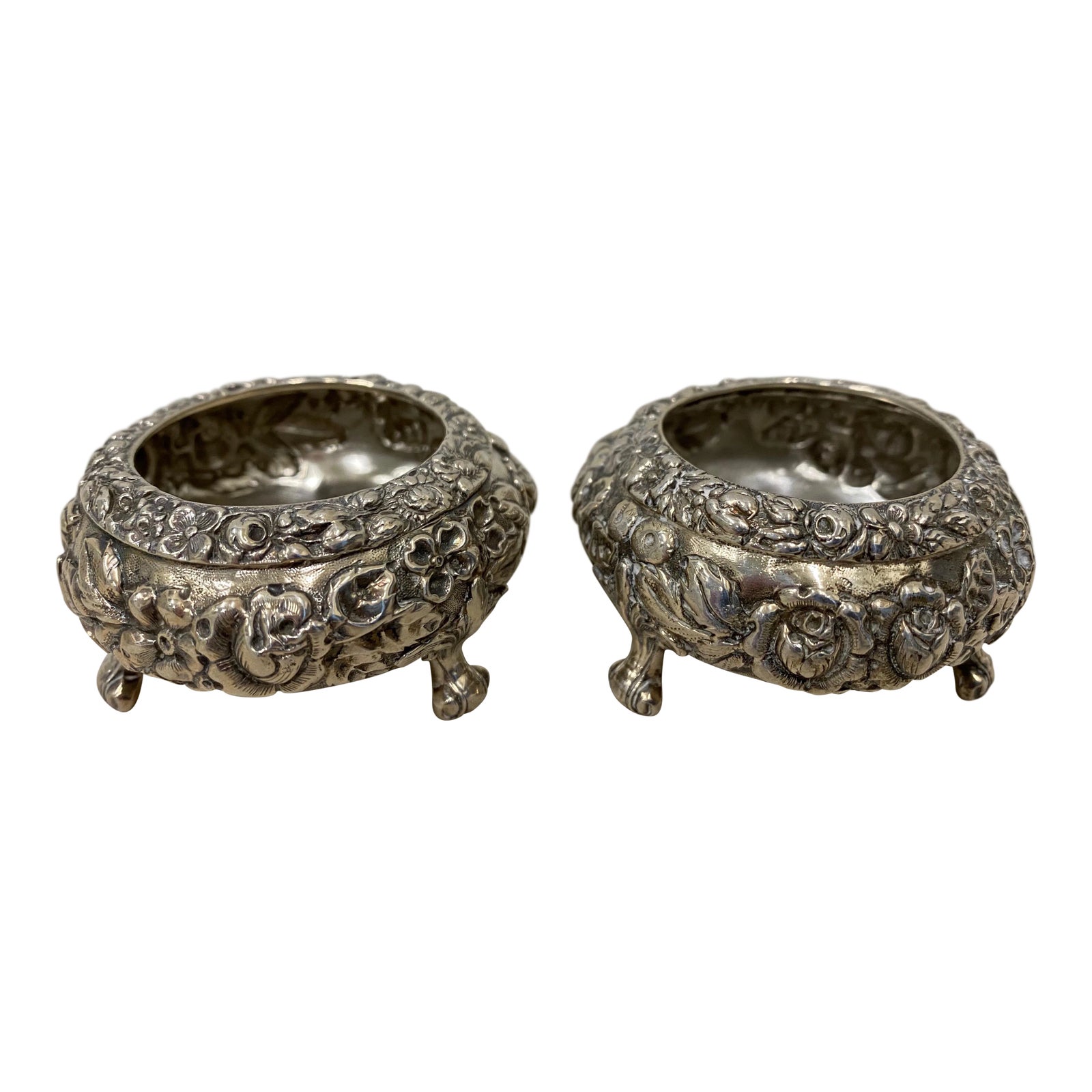 Late 19th Century Sterling Silver Open Salt Dishes - a Pair | Chairish