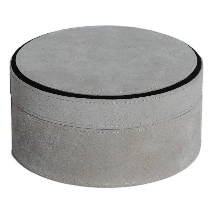 Arden Suede Leather Box, Small, Round | Chairish