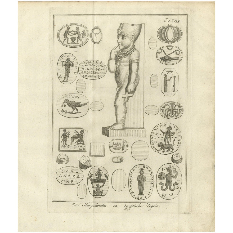 Harpocrates and Ancient Egyptian Magical Seals, 1776, Engraving on ...
