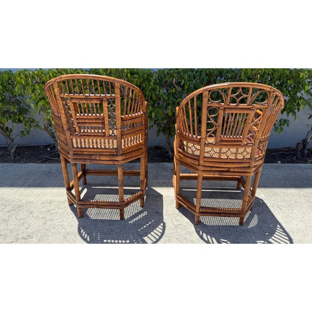 1950s Vintage Coastal Rattan Brighton Pavilion Chairs With Intricate ...