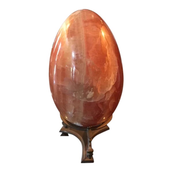 Marble Egg With Brass Stand | Chairish