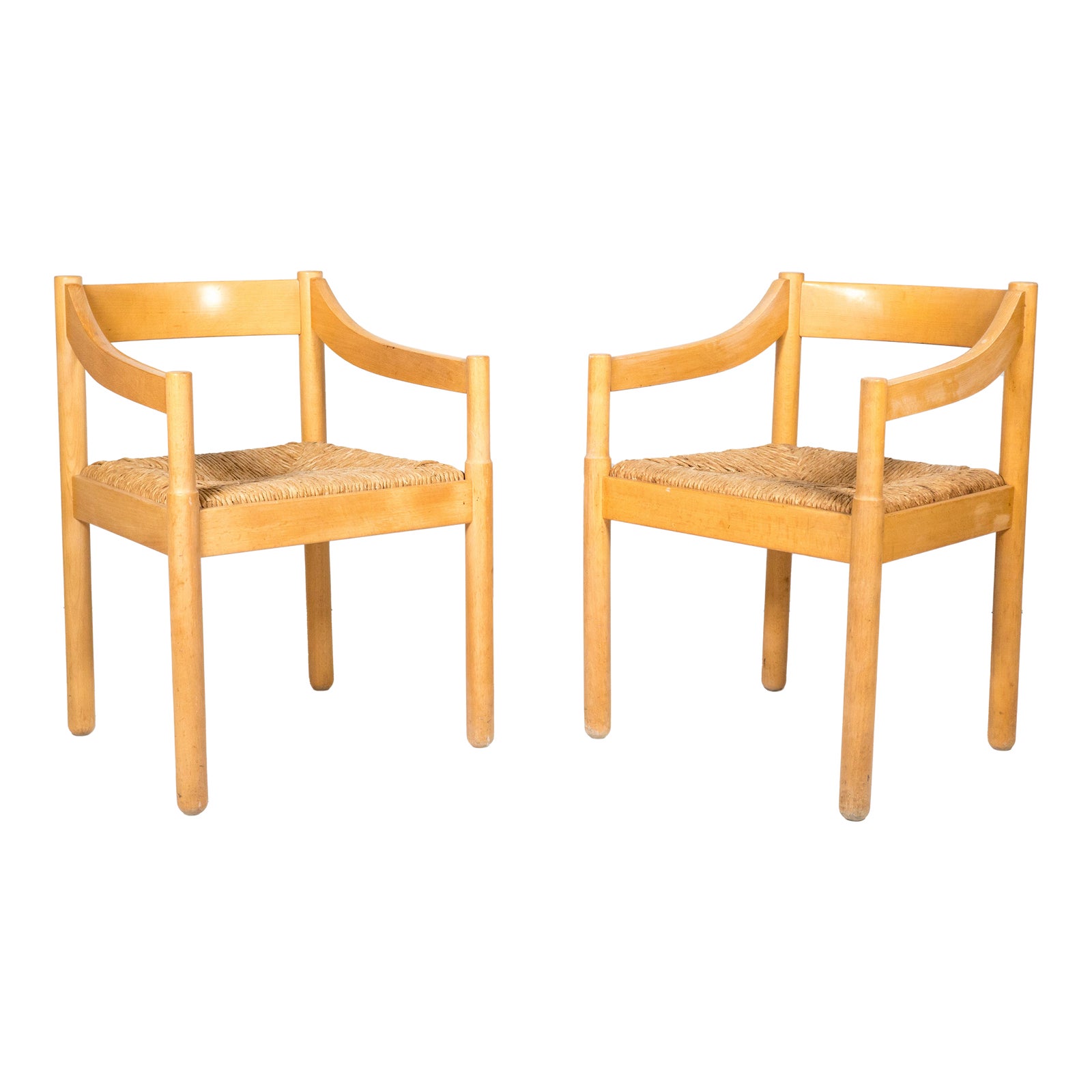 1970s Vintage Italian Hank Loewenstein Rush Chairs - Set of 2 | Chairish