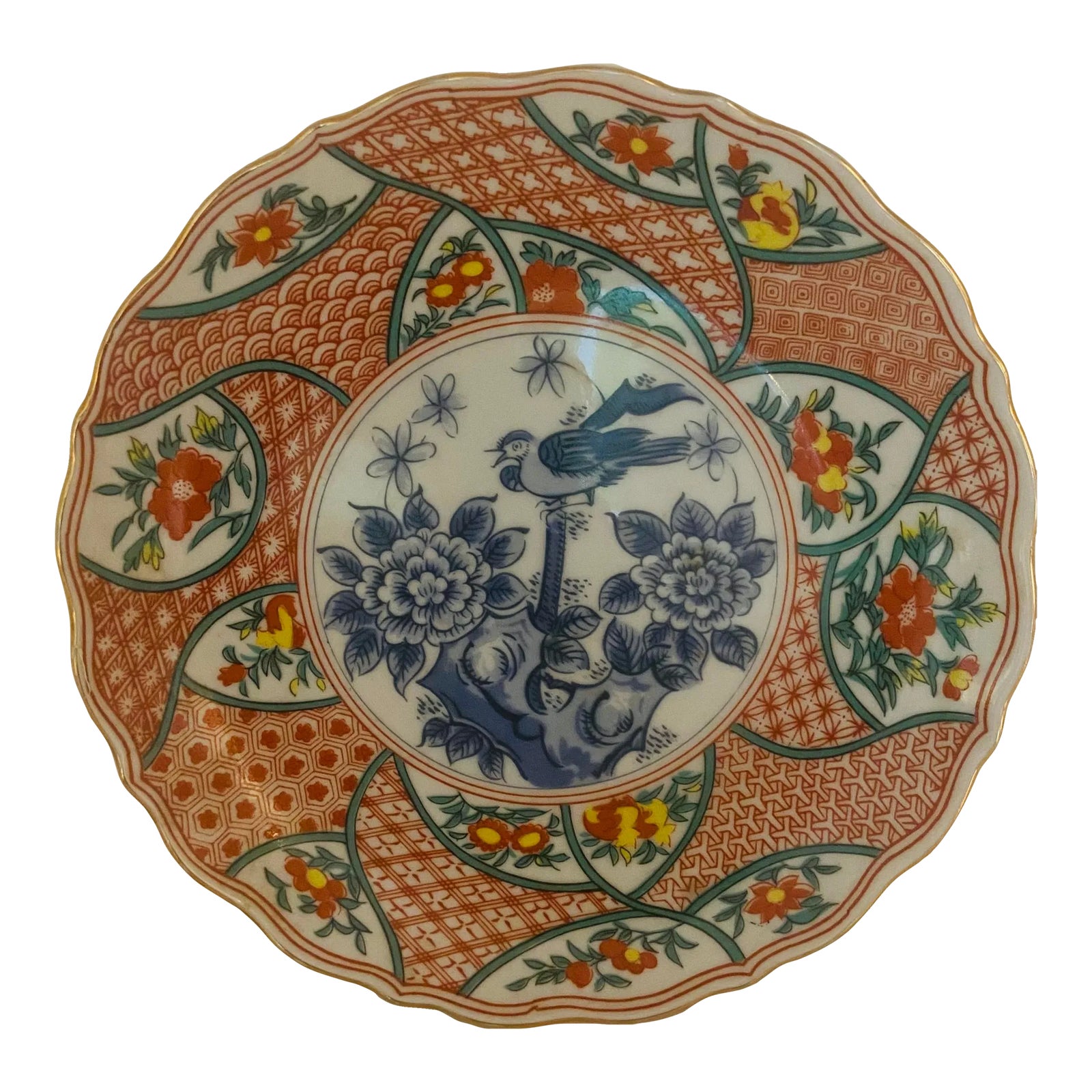1970s Asian Style Plate With Bluebird From Japan | Chairish