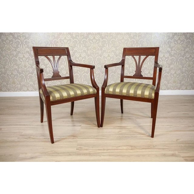 Pair of Armchairs Circa 1980s/1990s Classicizing Forms in Striped ...