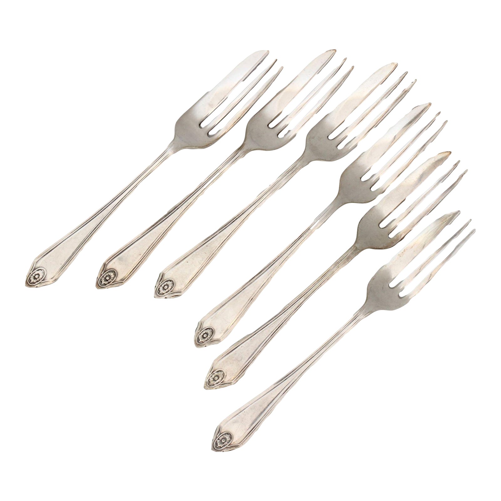 English Silver-Plate Cake Forks, Set of 6 | Chairish