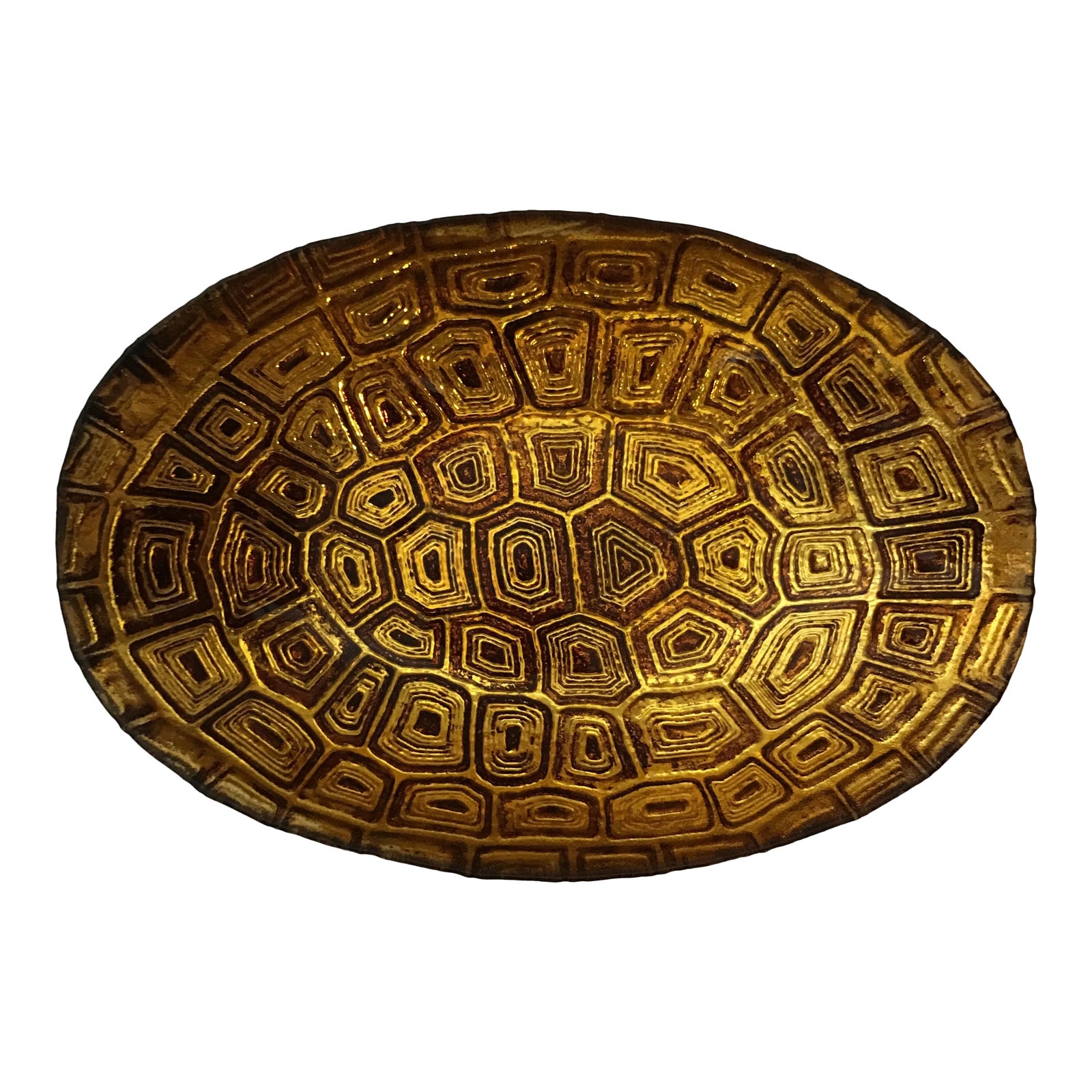 Oval Faux Tortoise Glass Bowl | Chairish