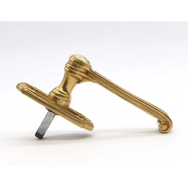 Mid 20th Century French Gilded Brass Dummy Lever Door Handle Set | Chairish