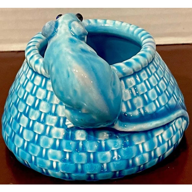 French Aesthetic Turquoise Glazed Figural Mouse Vase | Chairish