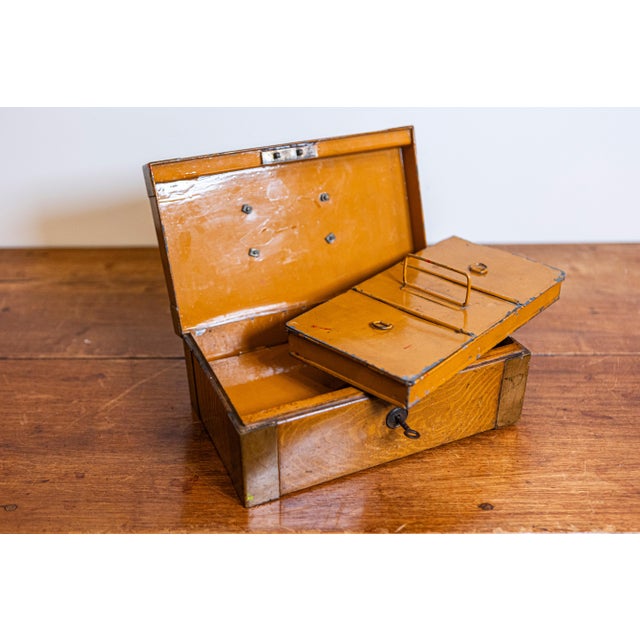 19th Century English Victorian Period Bank Storage Box with Brass ...