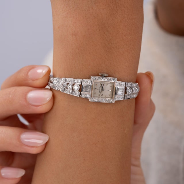 Vintage Hamilton 6 Carats Diamond Platinum Bracelet Cocktail Watch ...