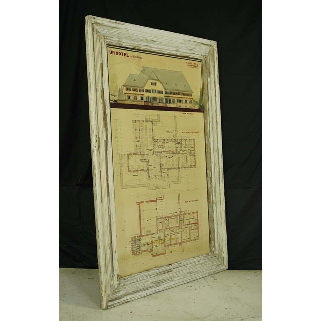 1940s Pine Framed French Hotel Blueprint | Chairish