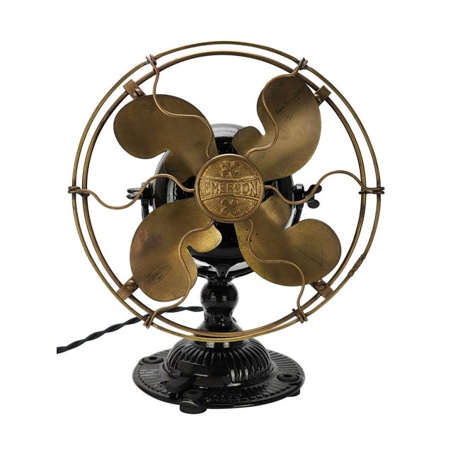 Restored Antique Circa 1910 Emerson 11644 Ornate Base Desk Fan | Chairish