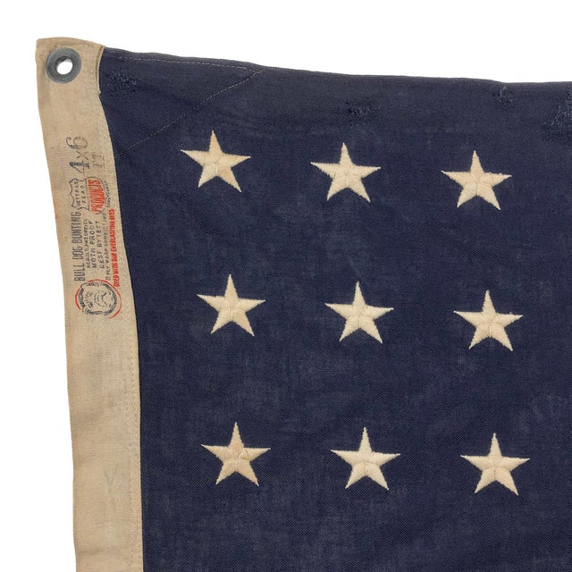 Large Vintage Cotton American Flag With 48 Embroidered Stars | Chairish