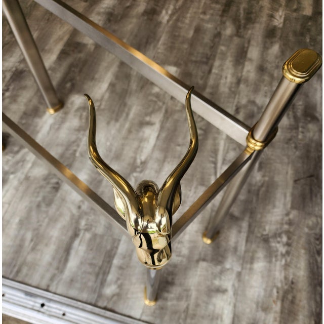 1970s Maison Jansen Style Vintage Brass and Brushed Steel Impala Head ...