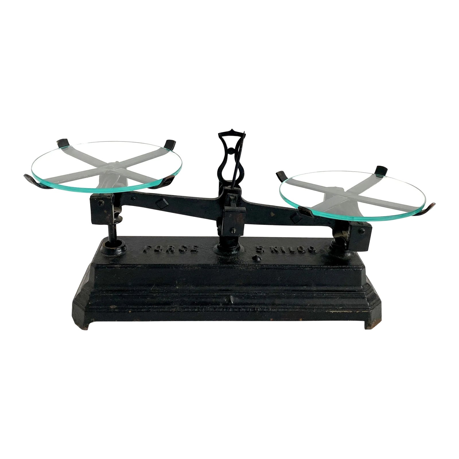 Antique French Cast Iron Scale W/ Glass Plates | Chairish