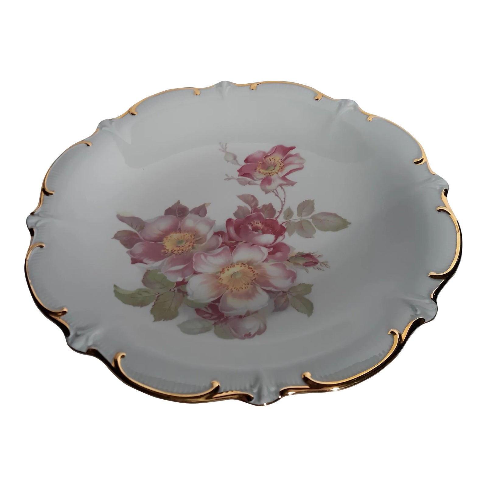 Vintage 1955 Schumann E & R Wild Rose Chop Plate Round Platter | Chairish