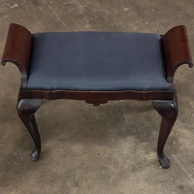 19th Century Queen Anne Mahogany Vanity Bench | Chairish