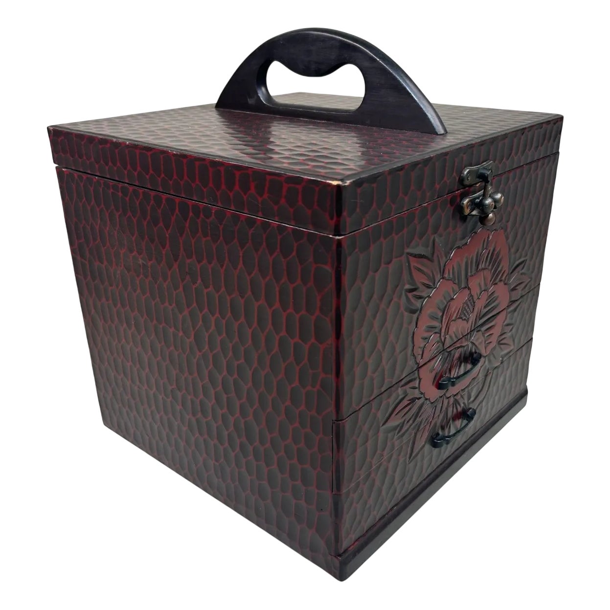 Japanese Kamakura-Bori Lacquer Make-Up Chest with Mirror, 1980s | Chairish
