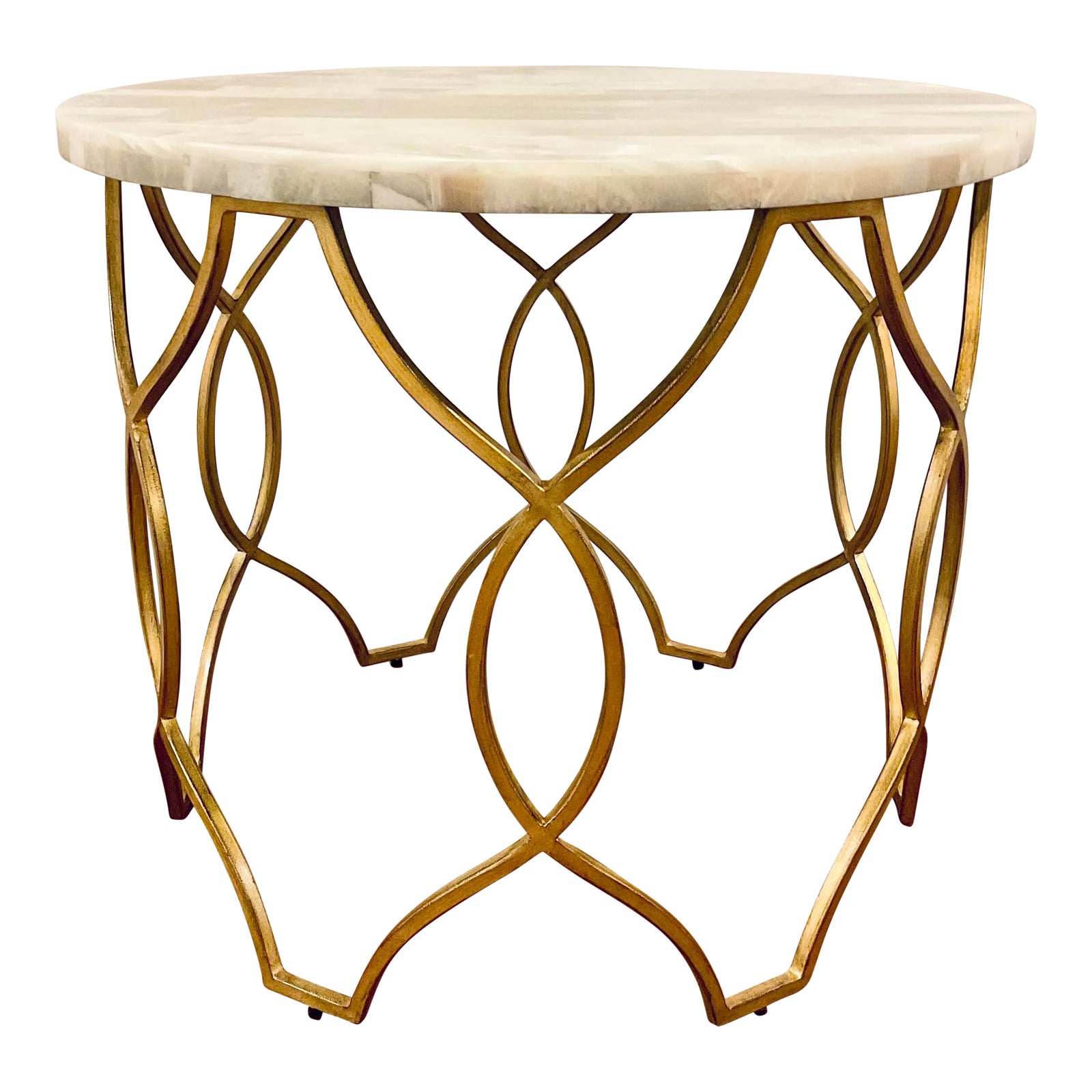Hooker Modern Geometric Brass Corrina Round Lamp Table | Chairish