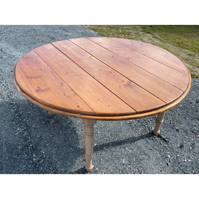 1990s Estate Custom Made Round Pine Dining Table. | Chairish