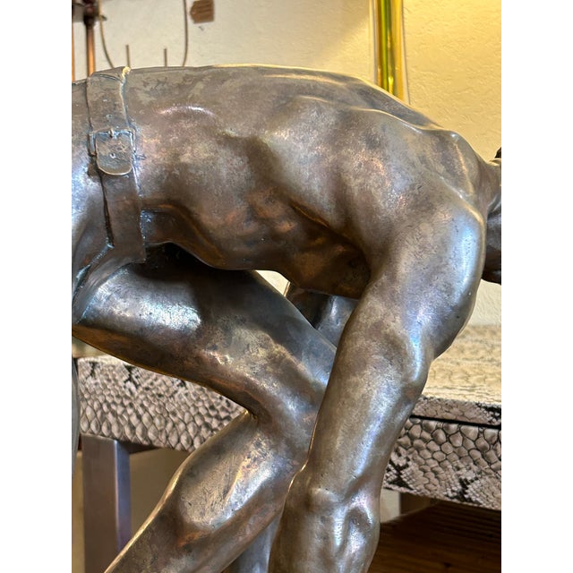 Antique Bronze Sculpture of a Runner by Charles Albert Lopez | Chairish