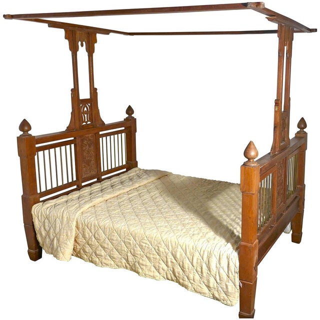 19th Century Four Poster Double Bed, 1890s | Chairish