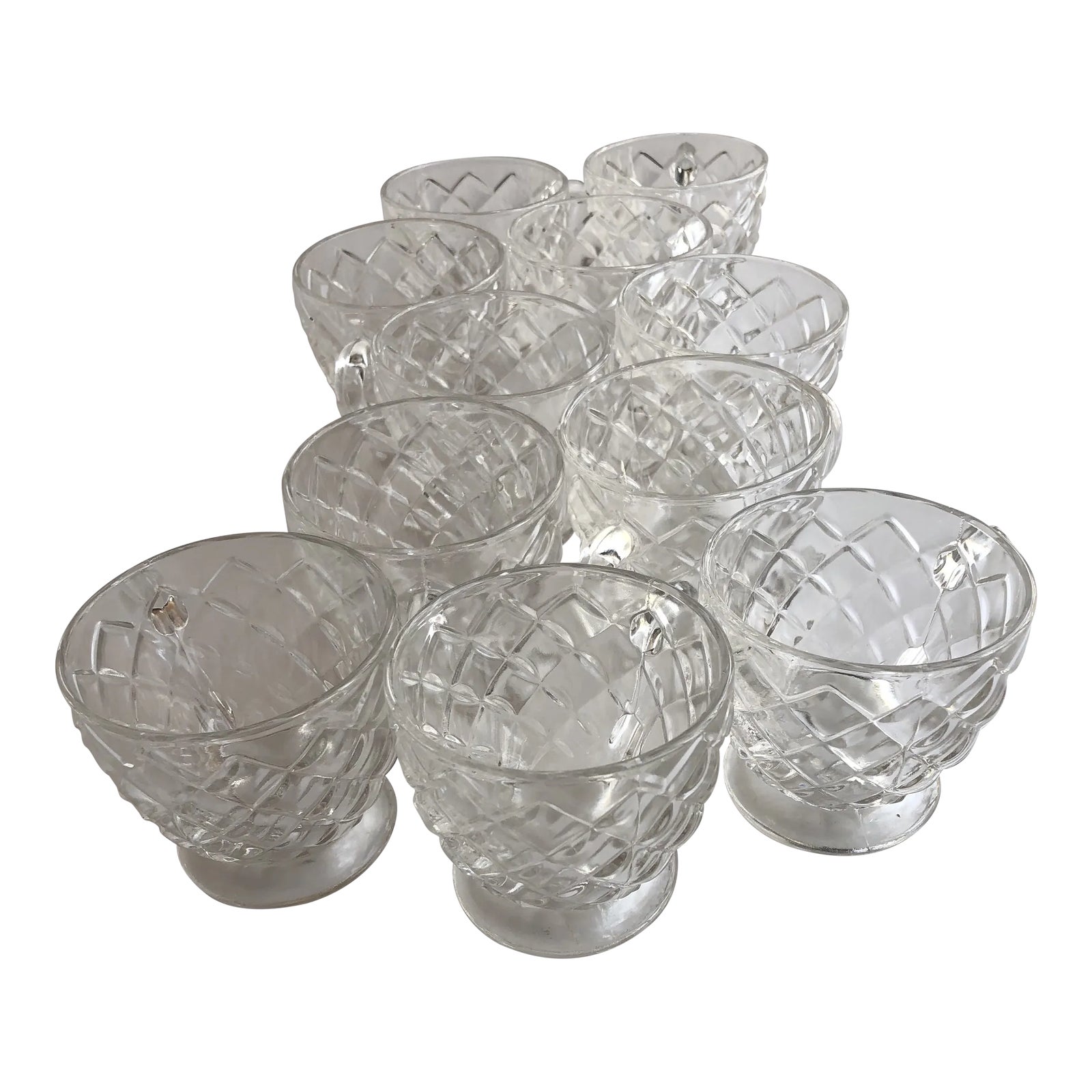 Vintage Clear Pressed Glass Punch Cups S/11 | Chairish